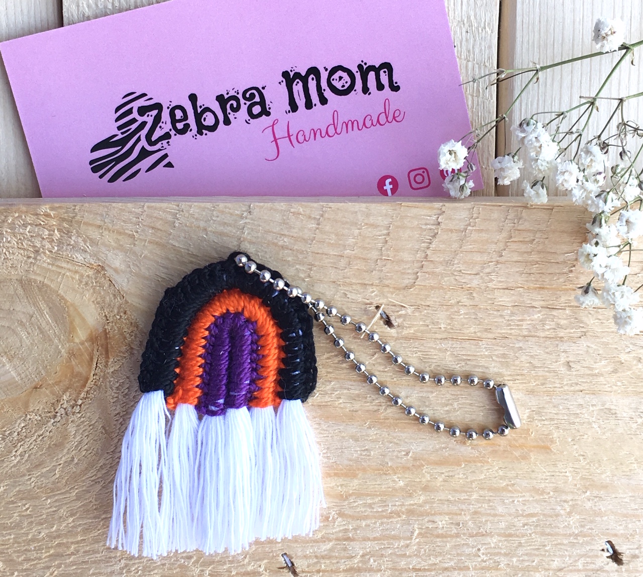 Halloween Rainbow key chain - Zebra Mom Handmade
